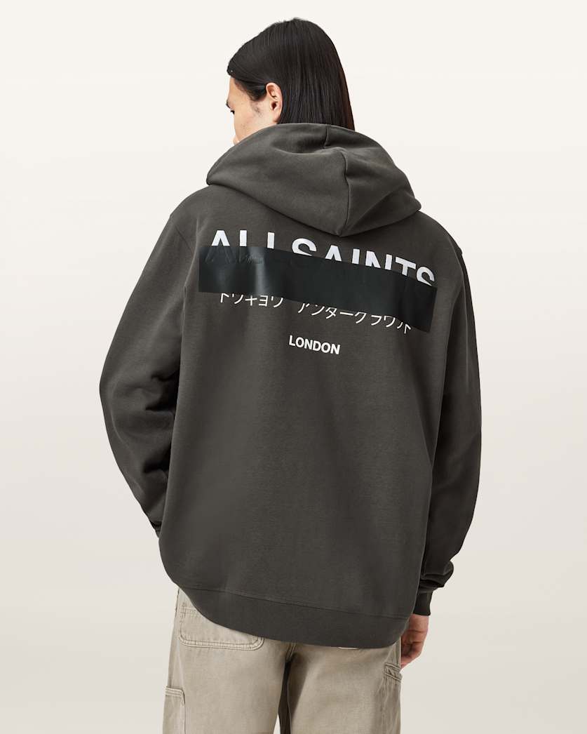 Redact Zip Up Hoodie Washed Black | ALLSAINTS
